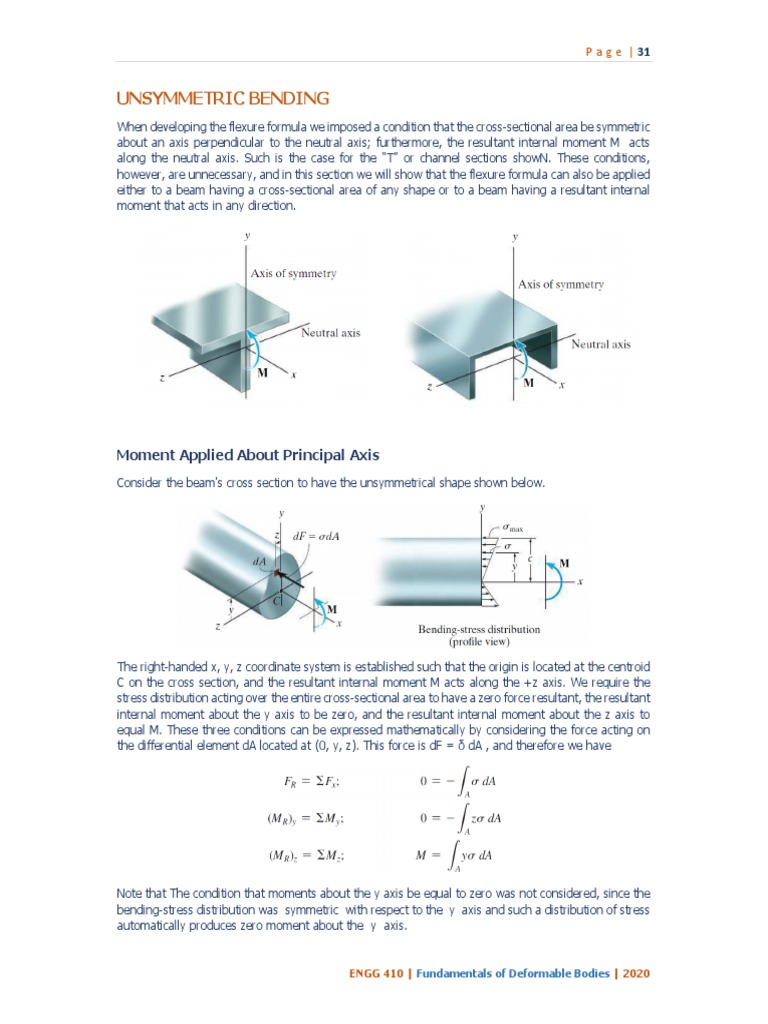 Unsymmetric Bending in Beams Explained | PDF | Bending | Stress (Mechanics)