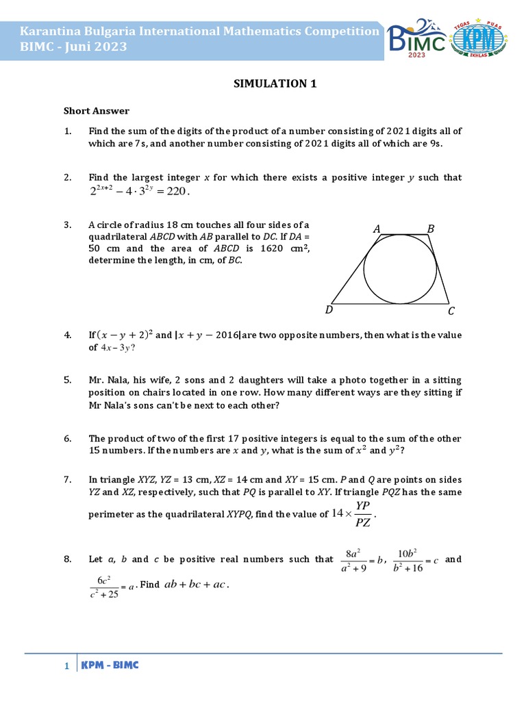 (Kar-BIMC-SMP) Simulation 1 - Student | PDF | Triangle | Mathematical ...