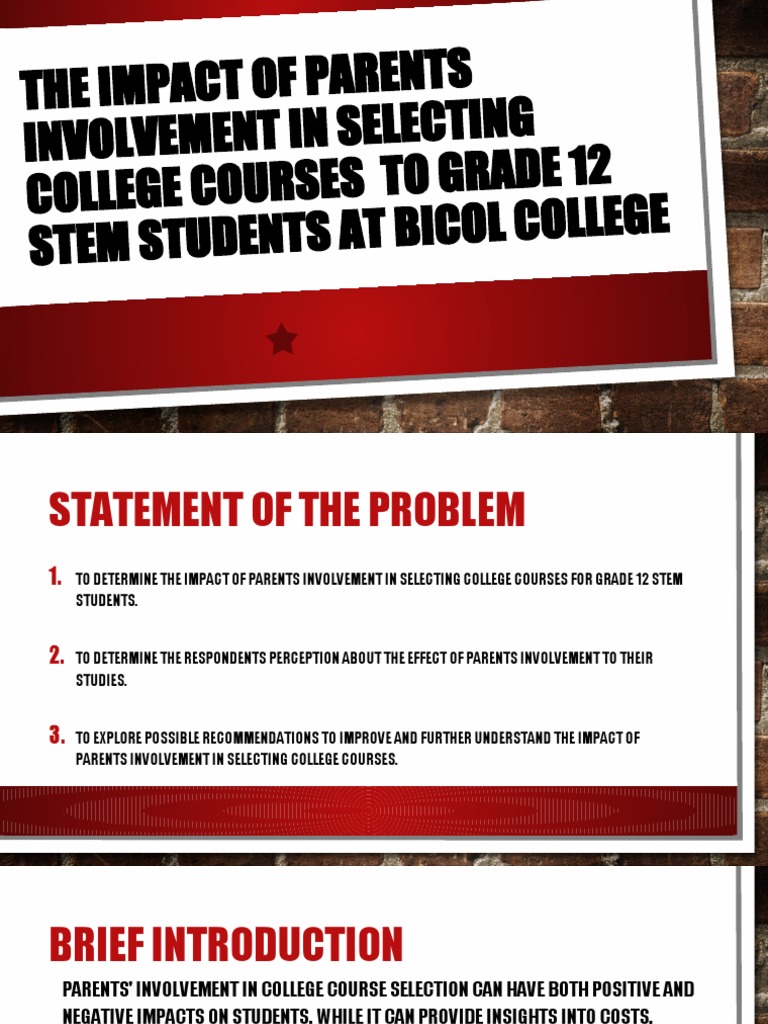 The Impact of Parents Involvement in Selecting College | PDF | Science ...