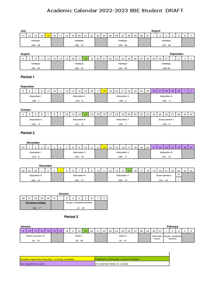 Academic Calender Sbe 2022-2023 Student Draft 0 | PDF | Holidays ...