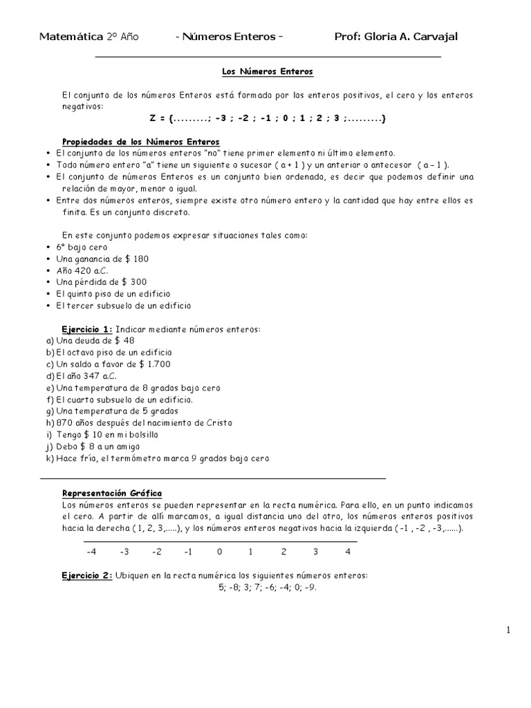 Los Números Enteros | PDF | Entero | Sustracción