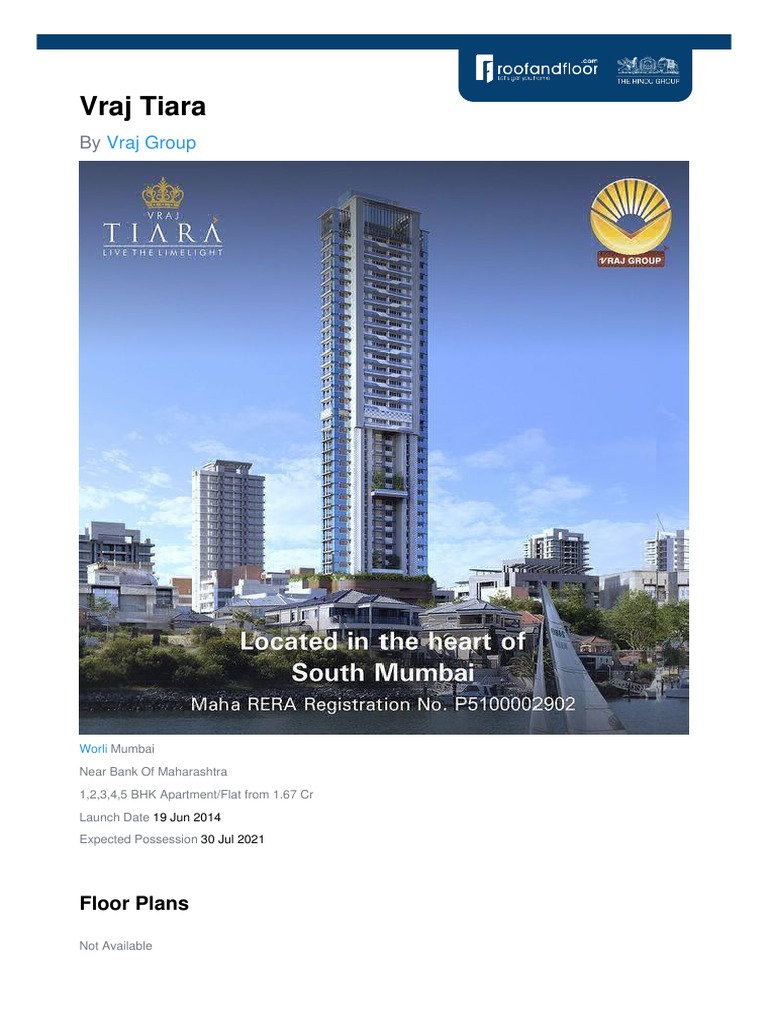 Vraj Tiara Apartments in Worli Mumbai | PDF | Private Law