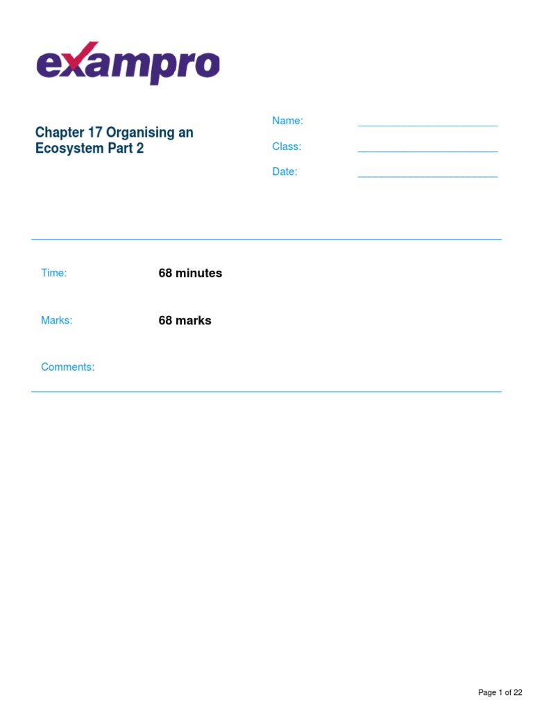 Chapter 17 Organising An Ecosystem Exam Pack and Ms Part 2 | PDF ...
