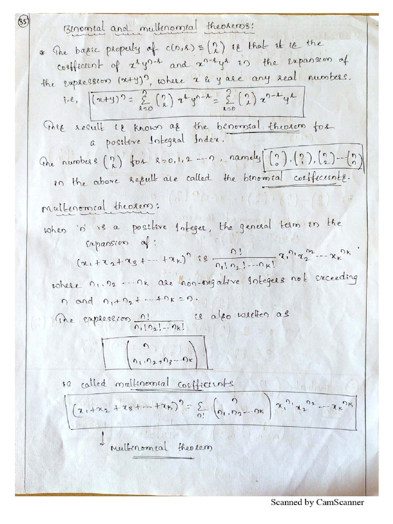 Binomial Multinomial Theorem Pdf