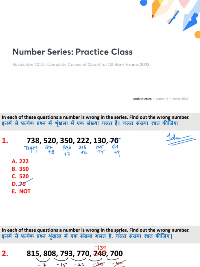 Na3 Number Series Practice Class With Anno | PDF