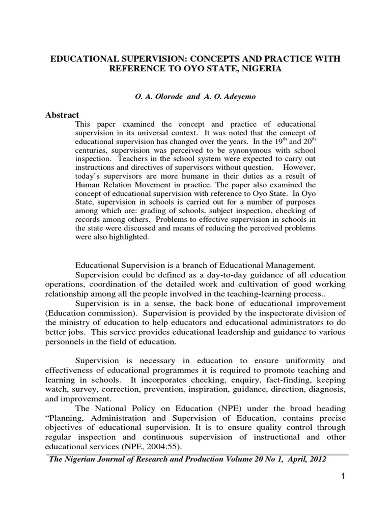 Educational Supervision | Download Free PDF | Teachers | Concept