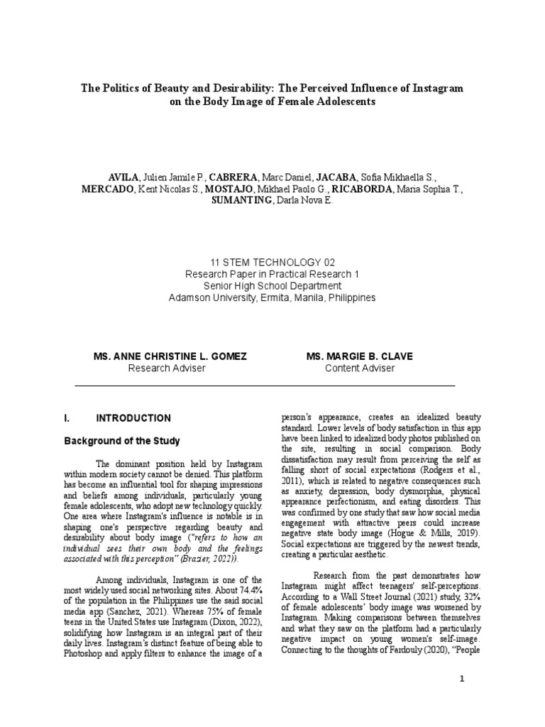 11stech02 Group2 Final-Manuscript | PDF | Body Image | Adolescence