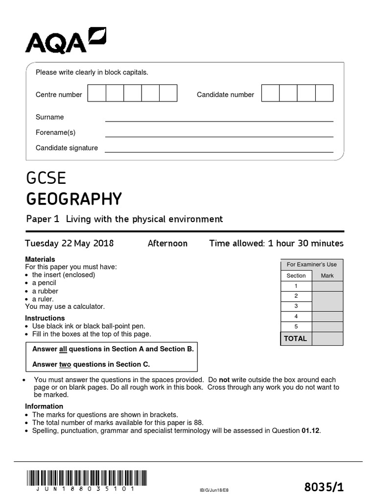 Geography: Paper 1 Living With The Physical Environment | PDF | Plate ...