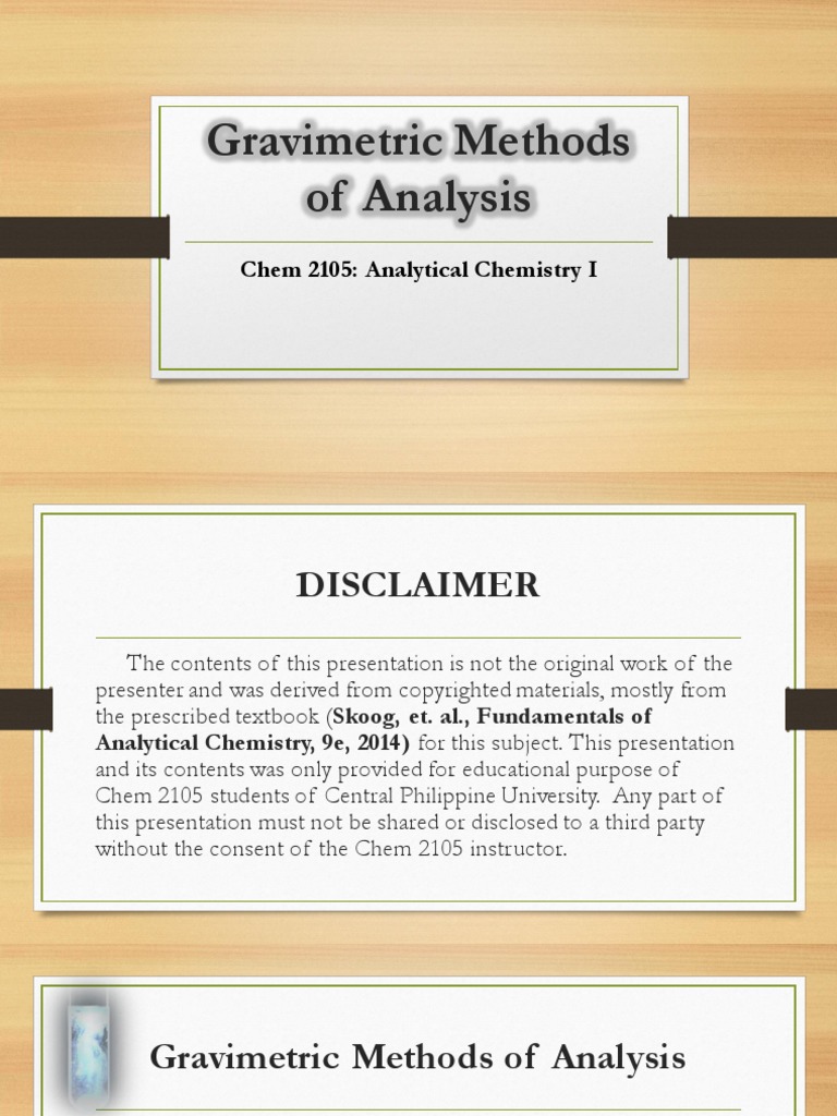 Chem 2105 Topic 10 Gravimetric Methods Of Analysis PDF