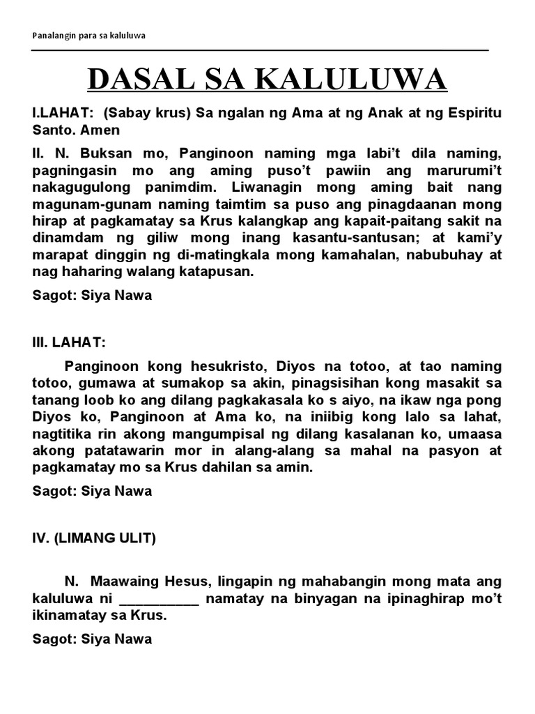 Dasal Sa Kaluluwa | PDF