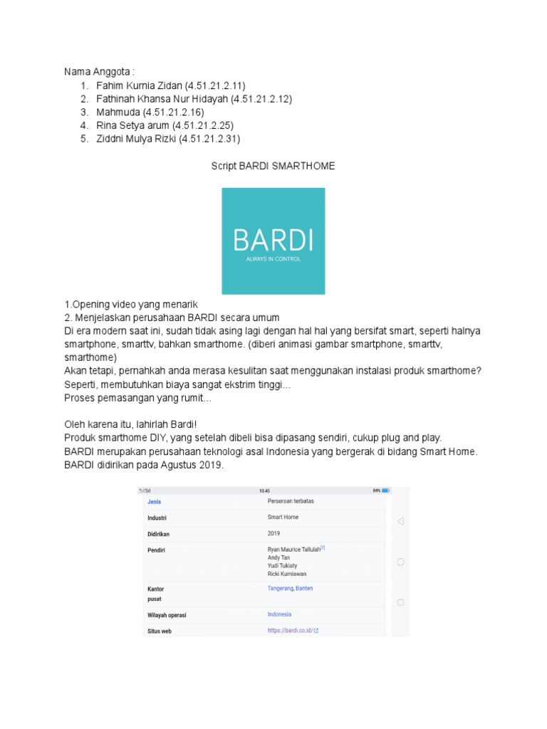 Tugas 1 - BARDI SMARTHOME | PDF