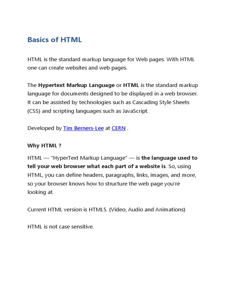Basics of HTML | PDF