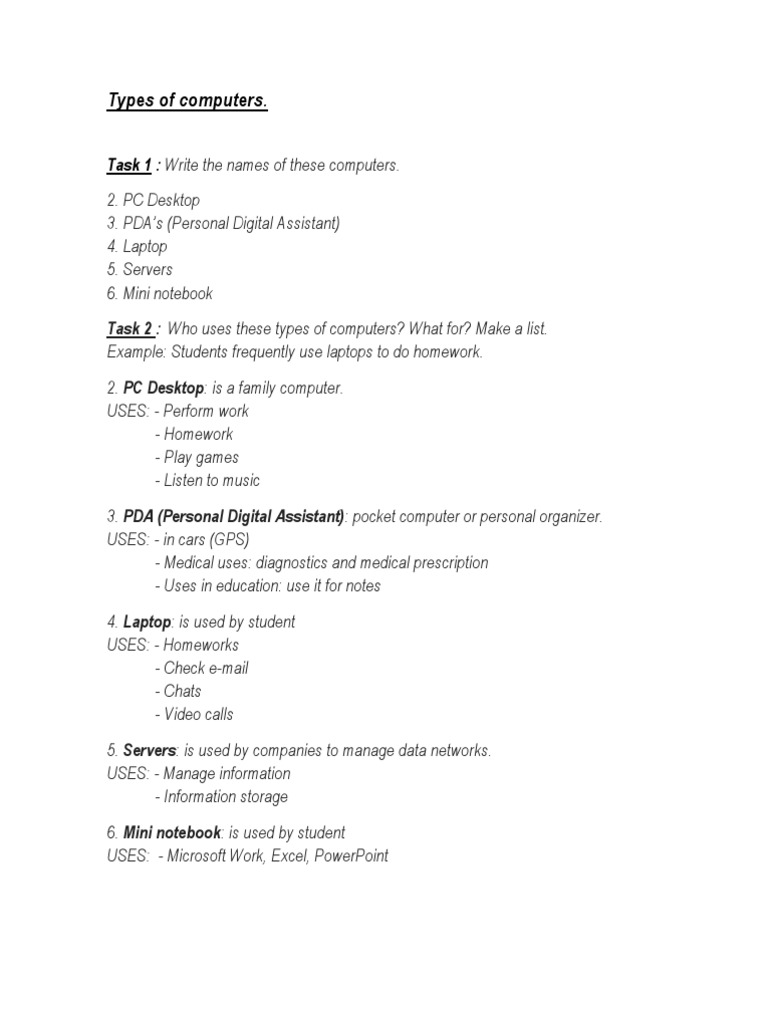 Types of Computers | PDF | Personal Computers | Desktop Computer