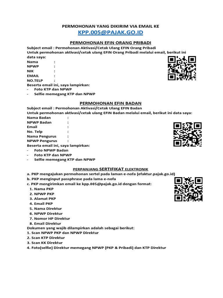 Format Kirim Email Efin Dan Sertifikat Elektronik PDF | PDF