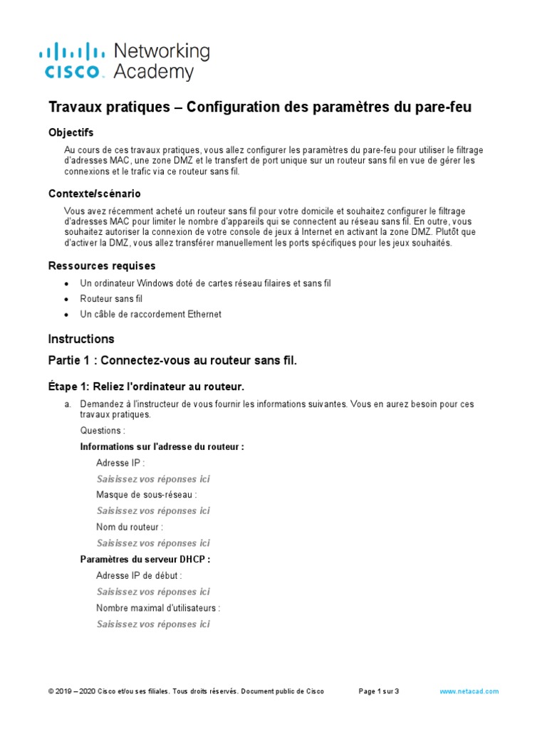 6.1.4.8 Lab - Configure Firewall Settings | PDF | Pare-feu ... 6.1.4.8 Lab - Configure Firewall Settings | PDF | Pare-feu ...