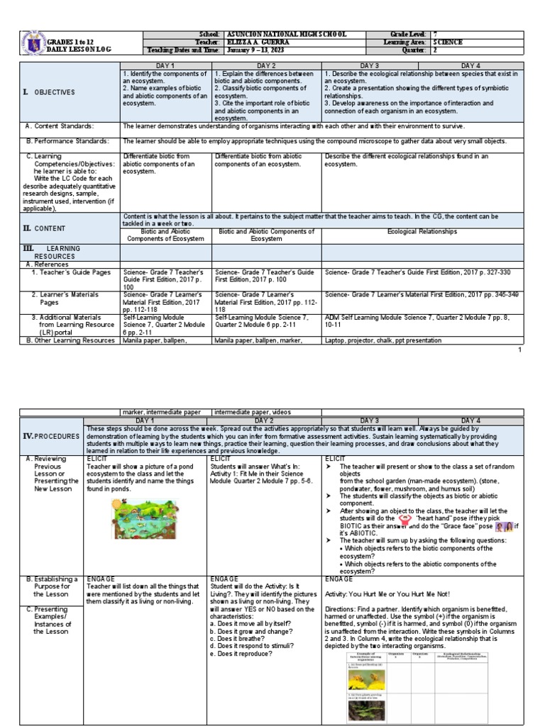 DLL SCIENCE Week 7 | PDF | Ecosystem | Learning