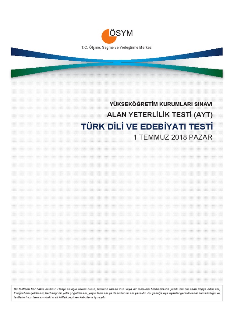 2018 Ayt Edebiyat Cikmis Sorular | PDF