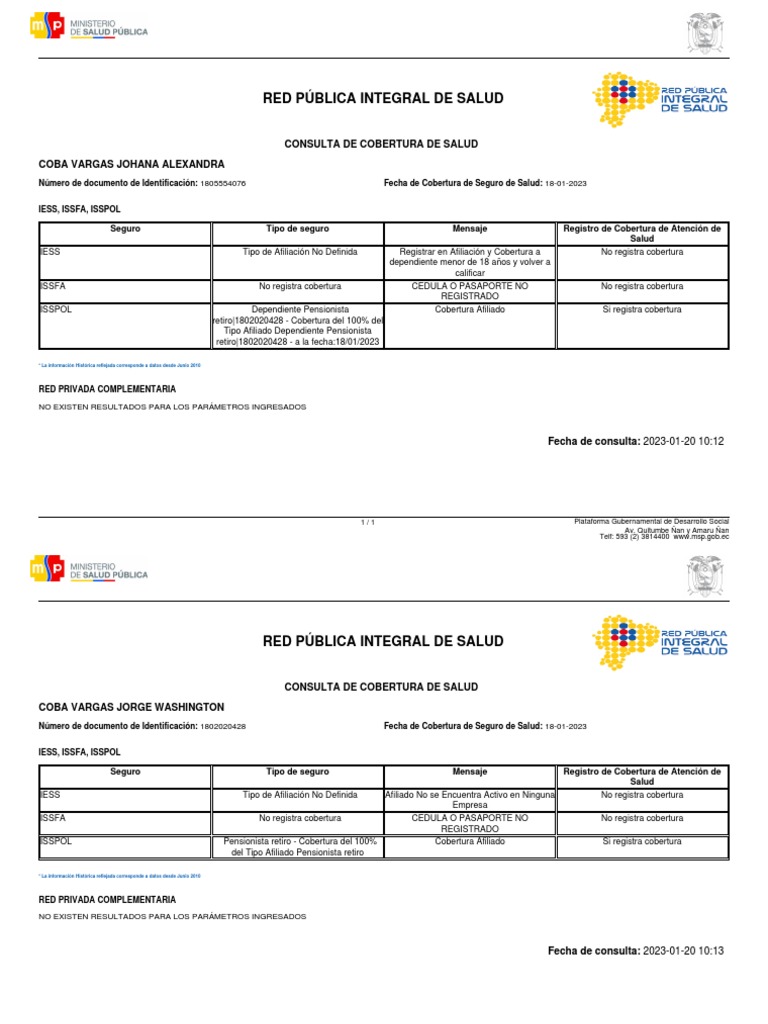 Cobertura de Salud IESS, ISSFA, ISSPOL | PDF | Gobierno