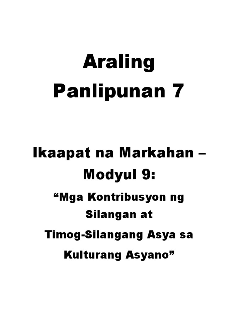 Araling Panlipunan 7 Modyul | PDF