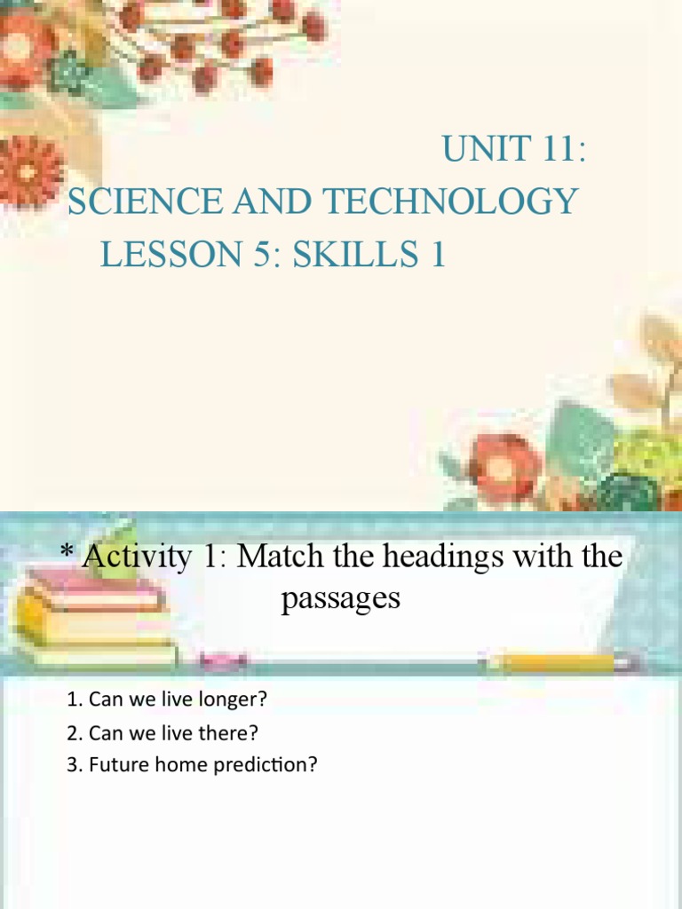 Unit 11 Science and Technology Lesson 5 Skills 1 | PDF