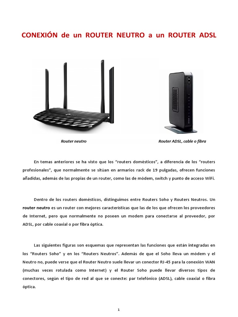 7.2 - Conexión de Un Router Neutro A Un Router ADSL | PDF | Enrutador (Computación) | Punto de ...