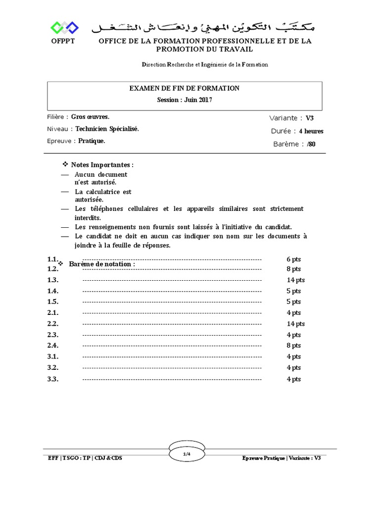 Correction Eff Pratique Tsgo 2017 | PDF | Mortier (matériau) | Ingénierie des structures