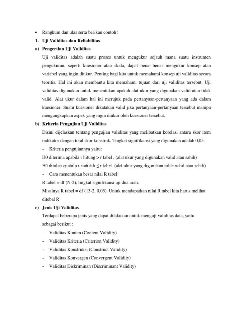 Rangkum Dan Ulas Serta Berikan Contoh Uji Val, Rel, Par, Nonpar | PDF