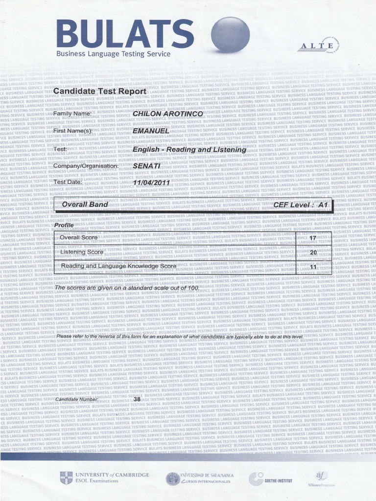 Certificado Bulats | PDF