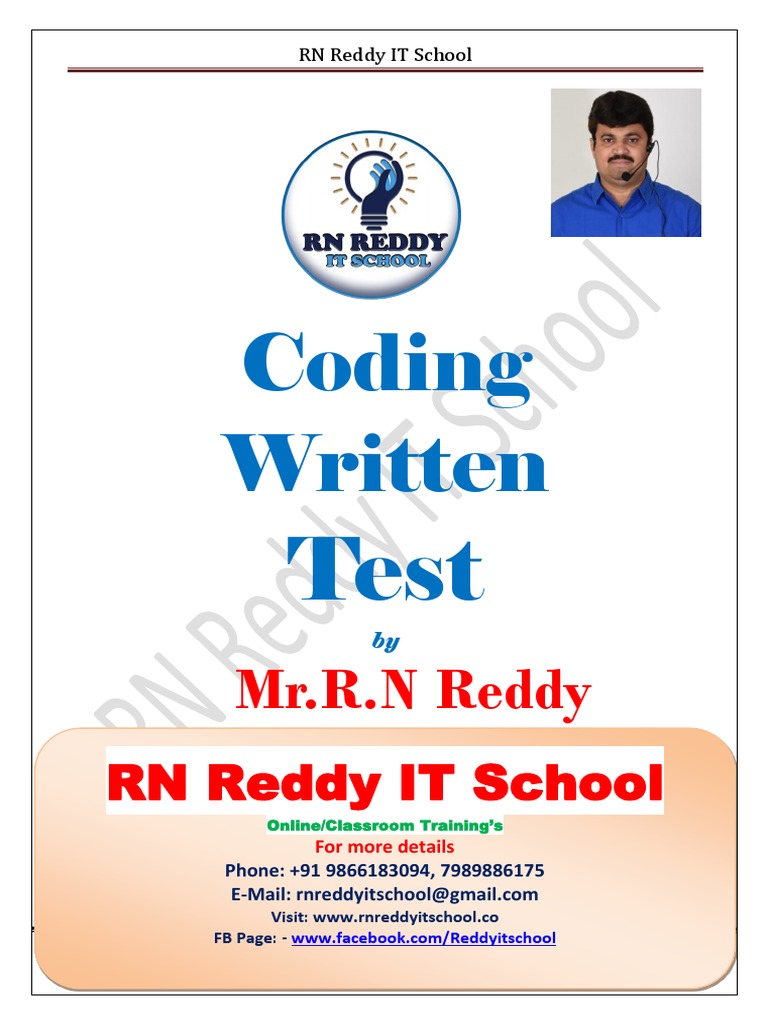 Coding Written Test Programs Pdf Namespace Computer Science