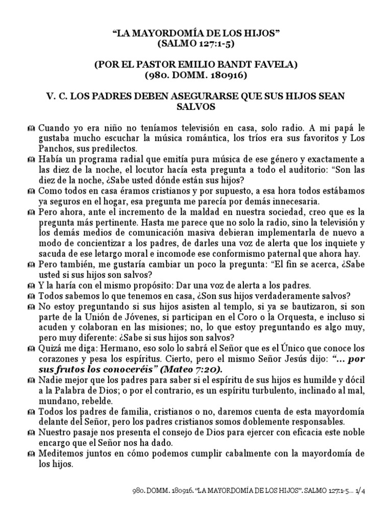 Mayordomía Salmo 127 | PDF | Intercesión | Dios