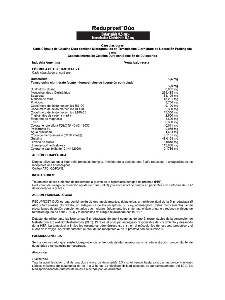 REDUPROST DUO Prospecto Profesionales RAFFO | PDF | Antígeno específico ...