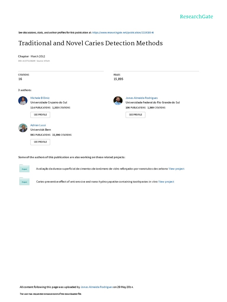 InTech-Traditional and Novel Caries Detection Methods | PDF ... InTech-Traditional and Novel Caries Detection Methods | PDF ...