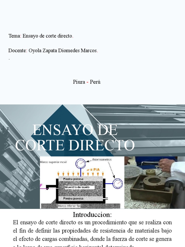 Semana 10. Ensayo de Corte Directo | PDF | Fundación (Ingeniería) | Física Aplicada e ...