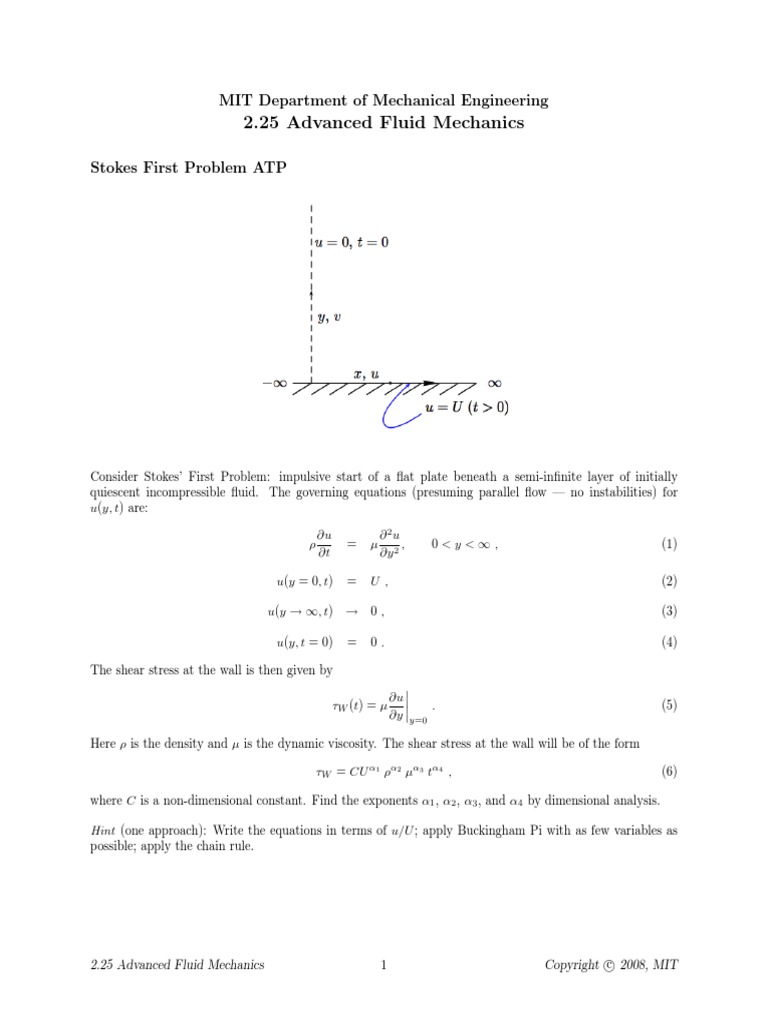 MIT2 25F13 SolutionStokes1 | PDF | Fluid Mechanics | Viscosity