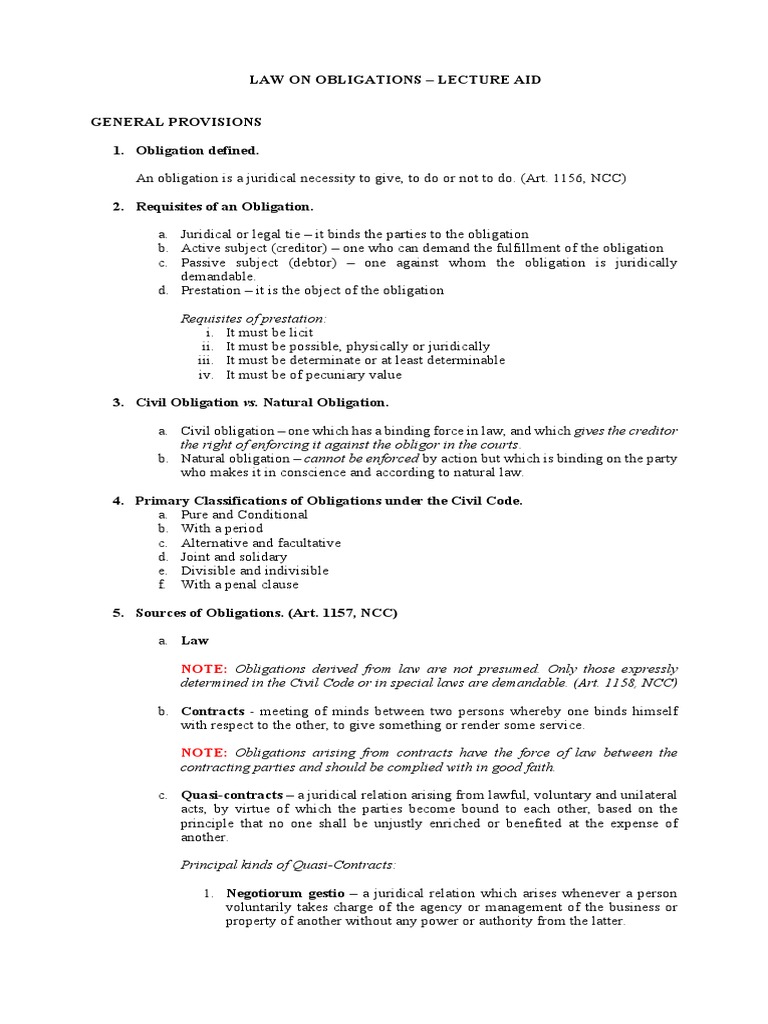 Obligations and Contracts UPDATED HANDOUTS ON 2021 | PDF | Law Of ...