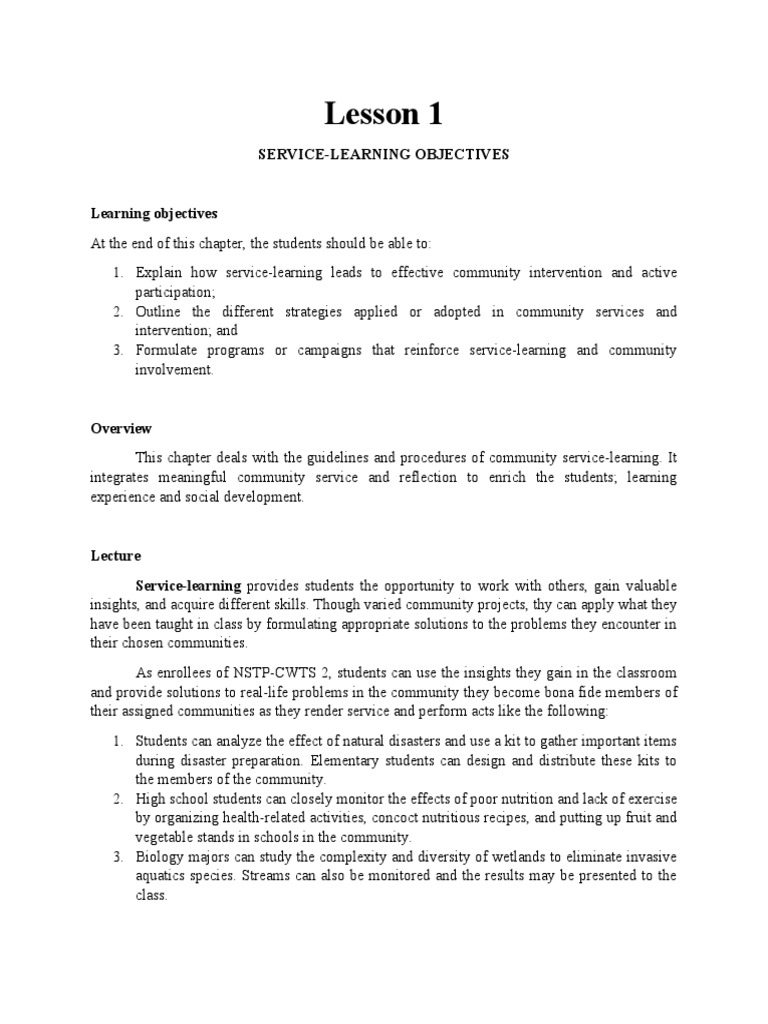 Cwts Module 1 2020 2021 Pdf Service Learning Leadership