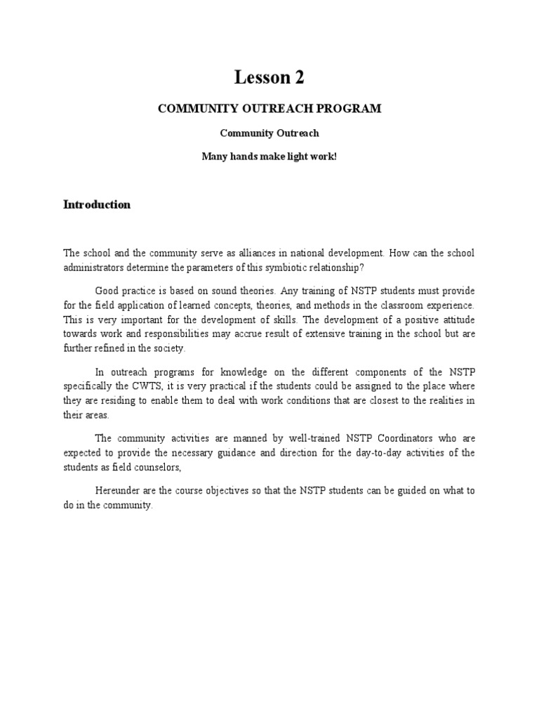 CWTS Module 2 | PDF | Community | Evaluation