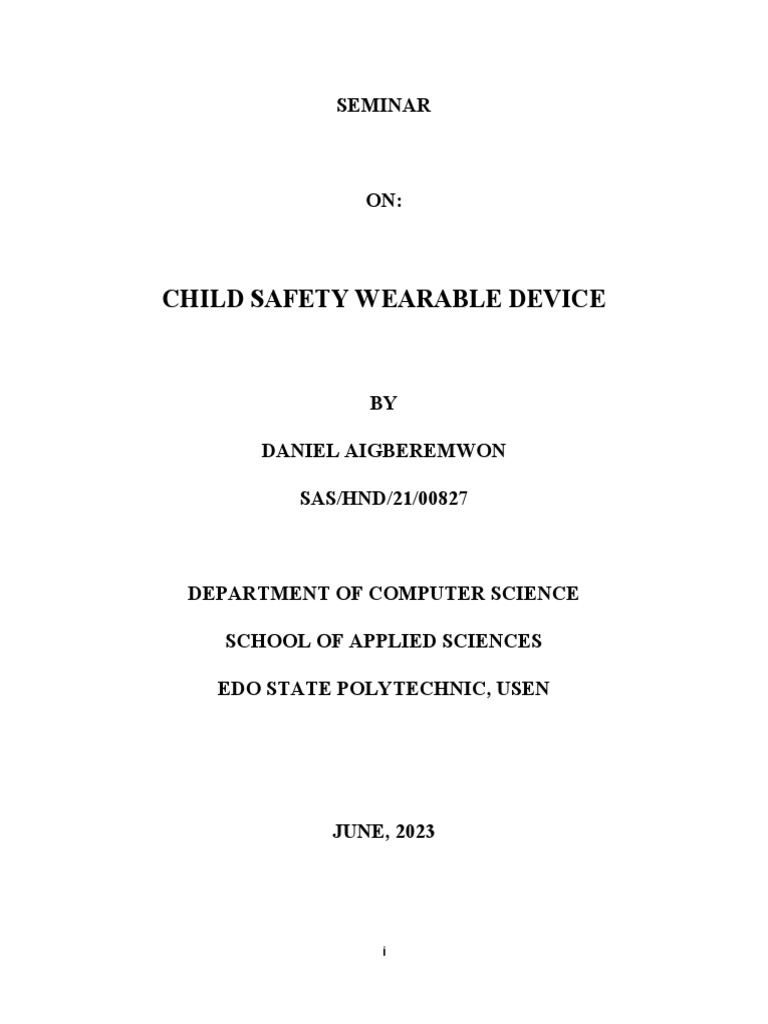 Child Safety Waerable Device | PDF | Arduino | Ultraviolet