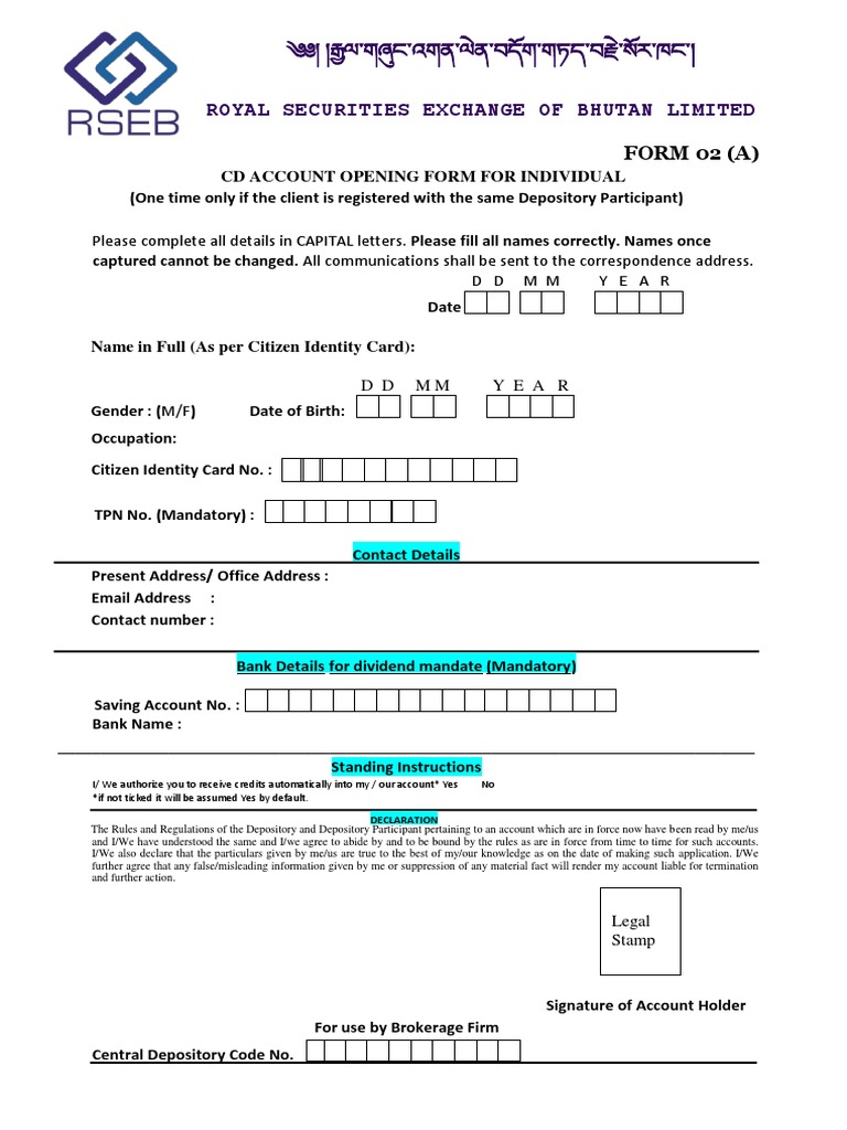CD Account Opening Form | PDF | Banks
