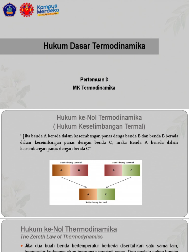Hukum Dasar Termodinamika (Pertemuan 3) | PDF