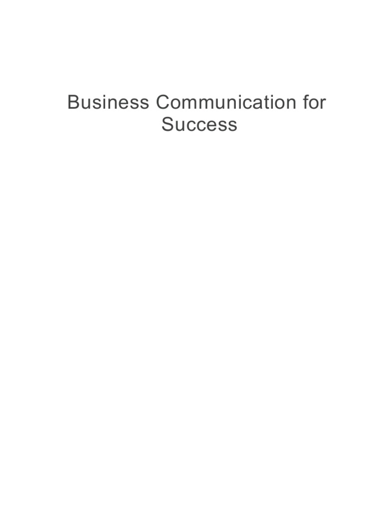 Business Communication For Success | PDF | Communication | Nonverbal ...
