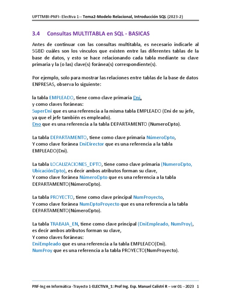 Tema3 B Lenguaje SQL Consultas Multitabla | PDF | SQL | Base de datos ...