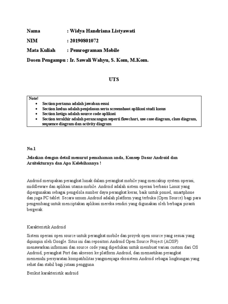 UTS Pemrograman Mobile | PDF | Bisnis | Teknologi & Rekayasa