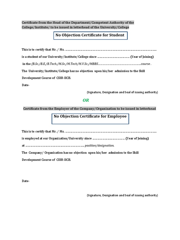 No Objection Certificate | PDF