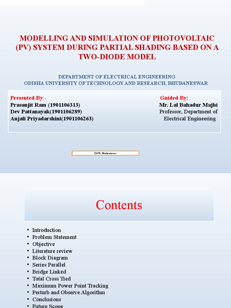 Modelling and Simulation of Photovoltaic (PV) System During Partial Shading Based On A Two-Diode ...