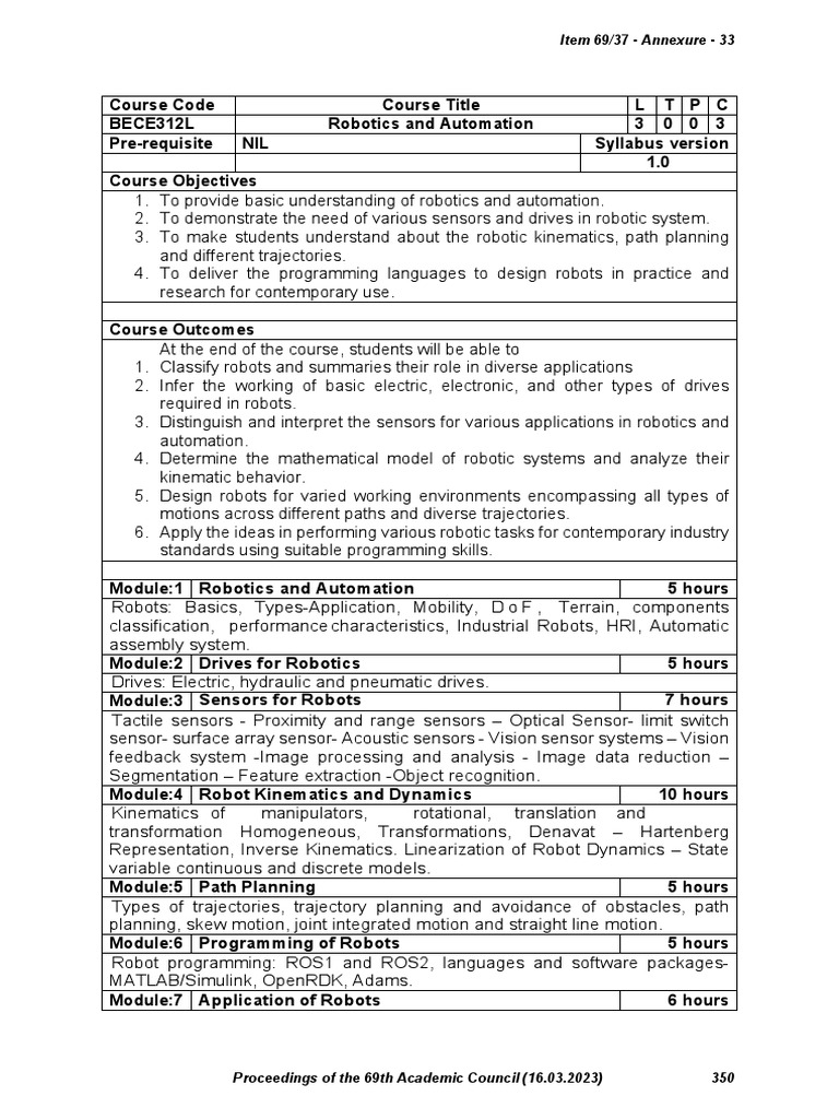 Robotics & Automation Course | PDF | Robotics | Robot