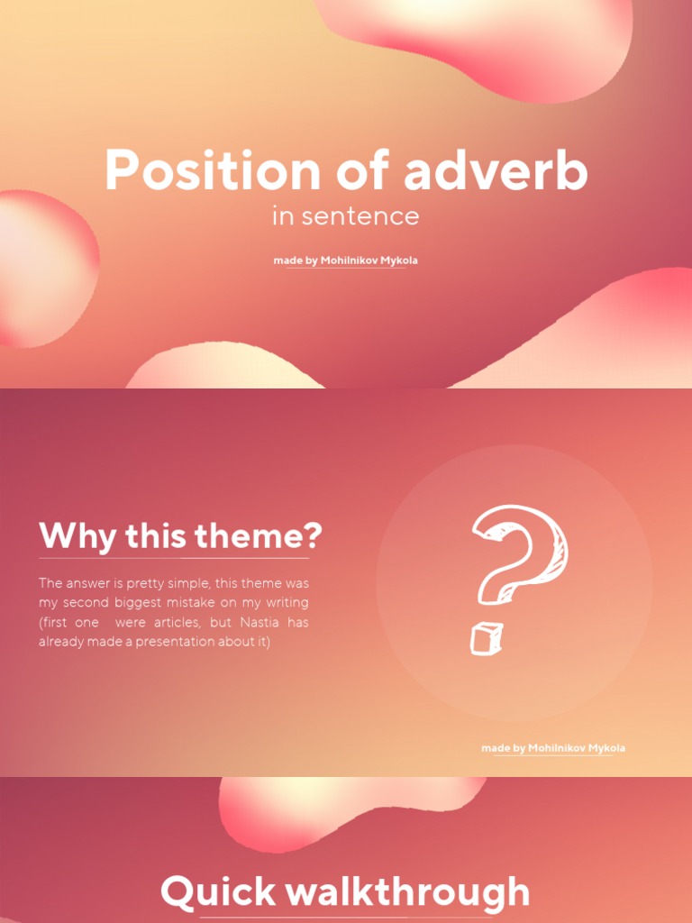 Position of Adverb | PDF | Verb | Adverb