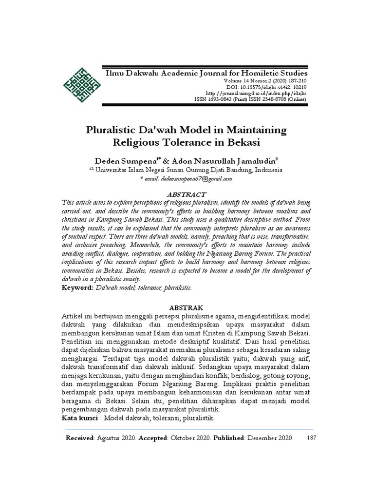 Pluralistic Da'wah for Religious Tolerance | PDF | Religious Pluralism | Attitude (Psychology)