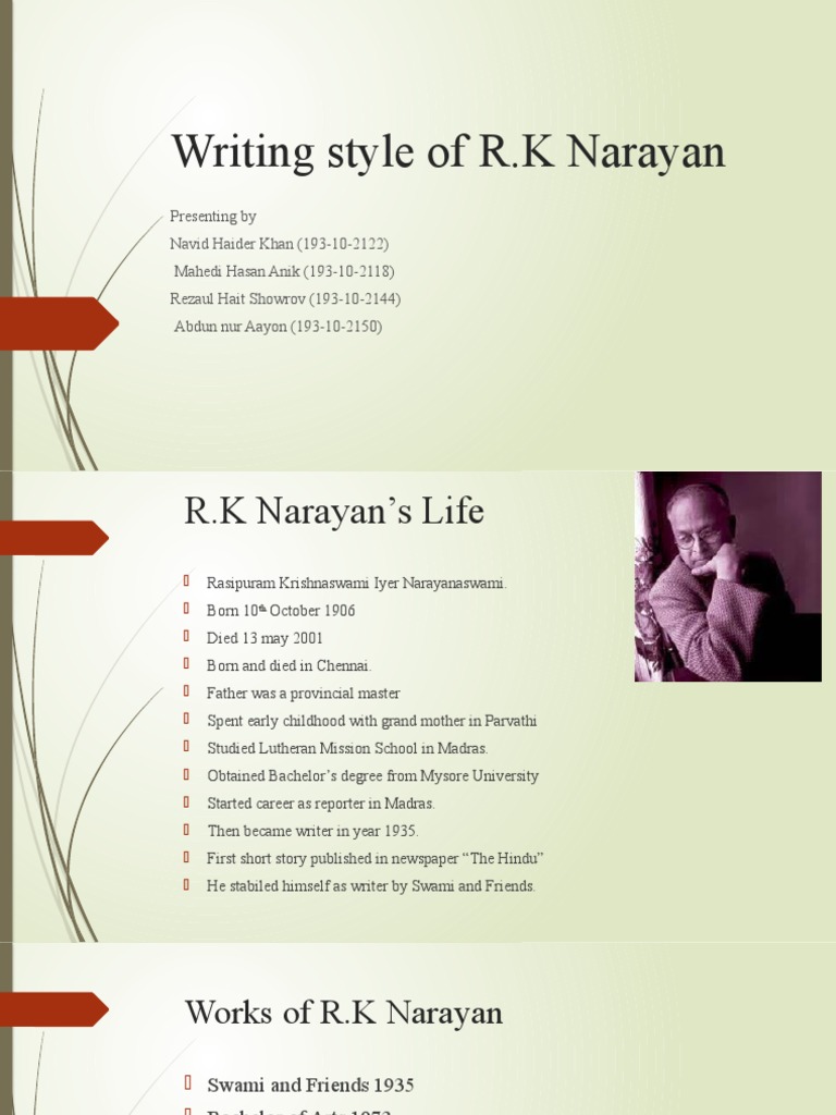 Writing Style of R.K Narayan | PDF