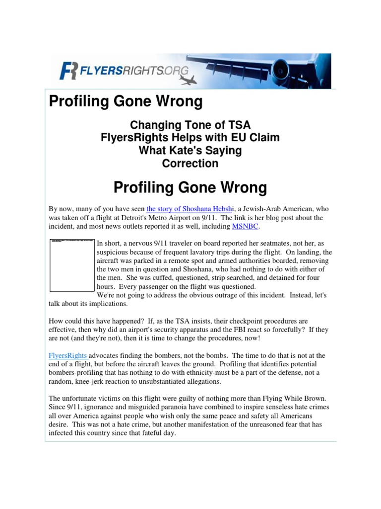 Profiling Gone Wrong: Changing Tone of Tsa Flyersrights Helps With Eu ...
